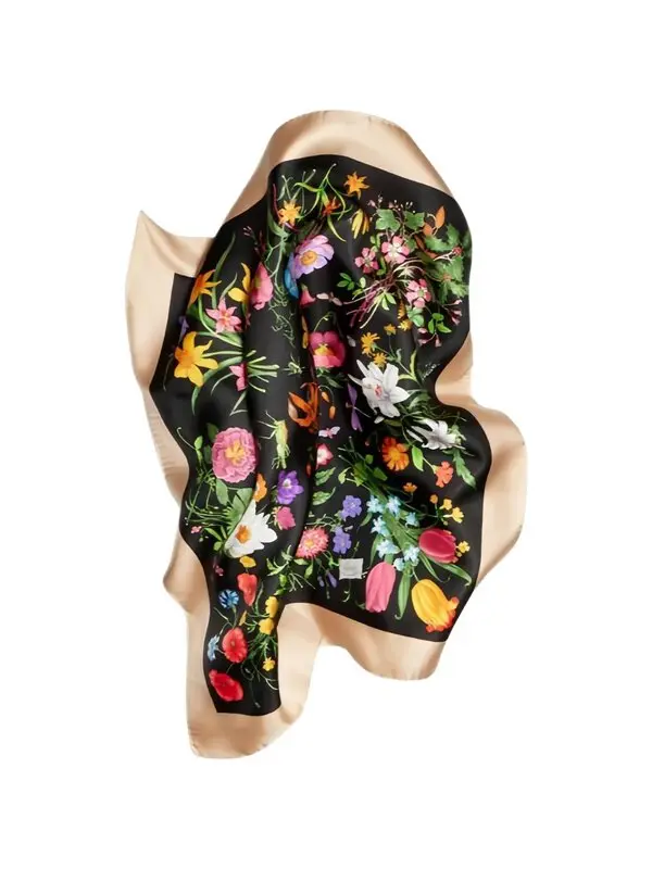 Gucci Printed Silk Foulard - Beige