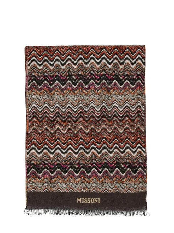 Missoni Zigzag-pattern Knit Fringed Scarf