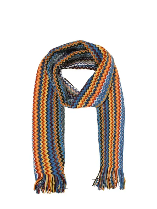 Missoni Zigzag-pattern Knit Fringed Scarf
