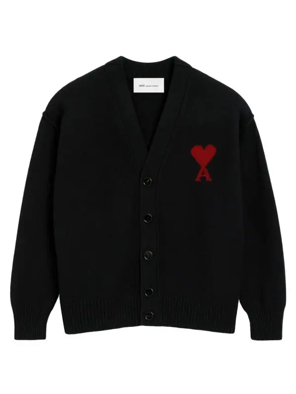AMI Paris De Coeur Wool Cardigan