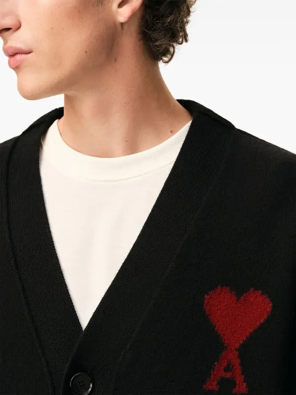 AMI Paris De Coeur Wool Cardigan