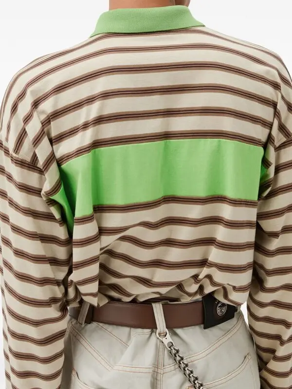 Versace Embroidered-logo Striped-intarsia Cotton Polo Shirt - Beige