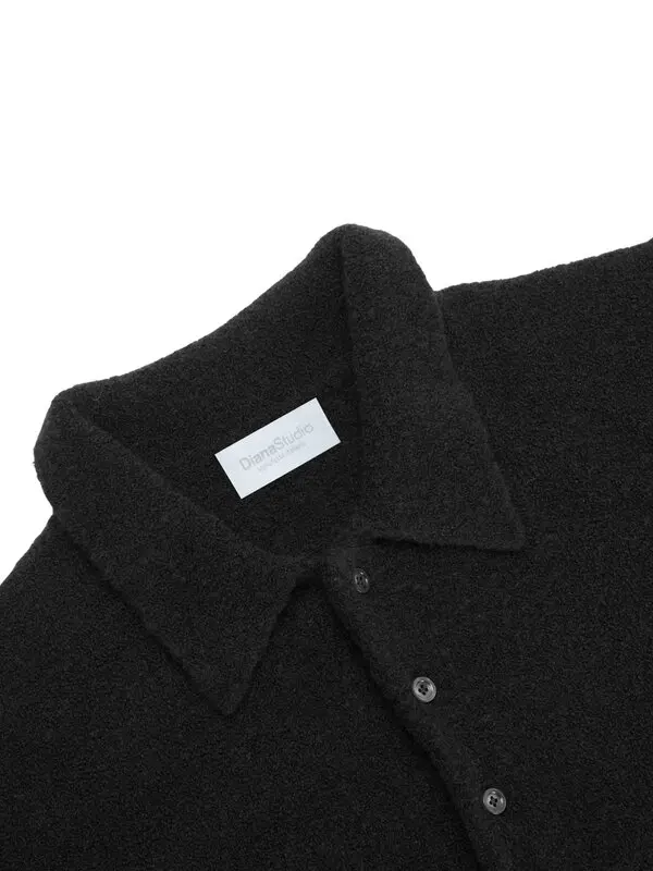 DIANA STUDIO Bouclé Polo In Merino Wool Blend - Black