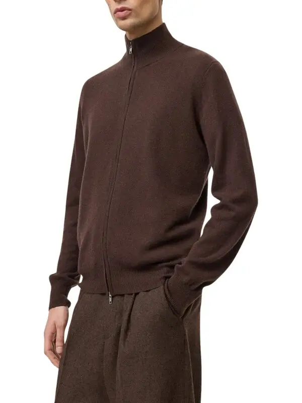 Soft Goat Full Zip Cardigan By - Brown