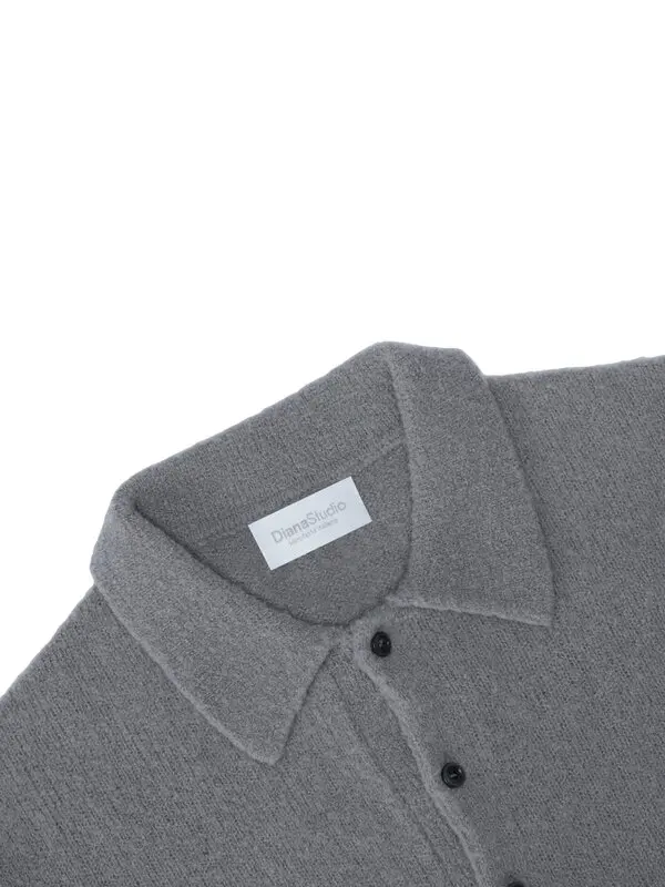 DIANA STUDIO Bouclé Polo In Merino Wool Blend - Brown