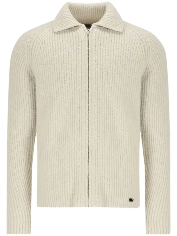MASSIMO OSTI STUDIO Ribbed Zip Knitted Sweater - Beige