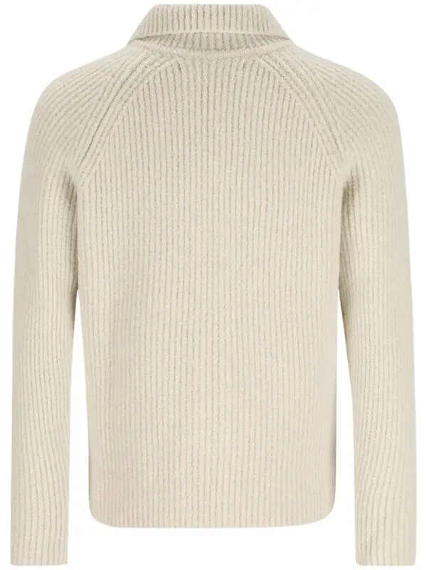 MASSIMO OSTI STUDIO Ribbed Zip Knitted Sweater - Beige