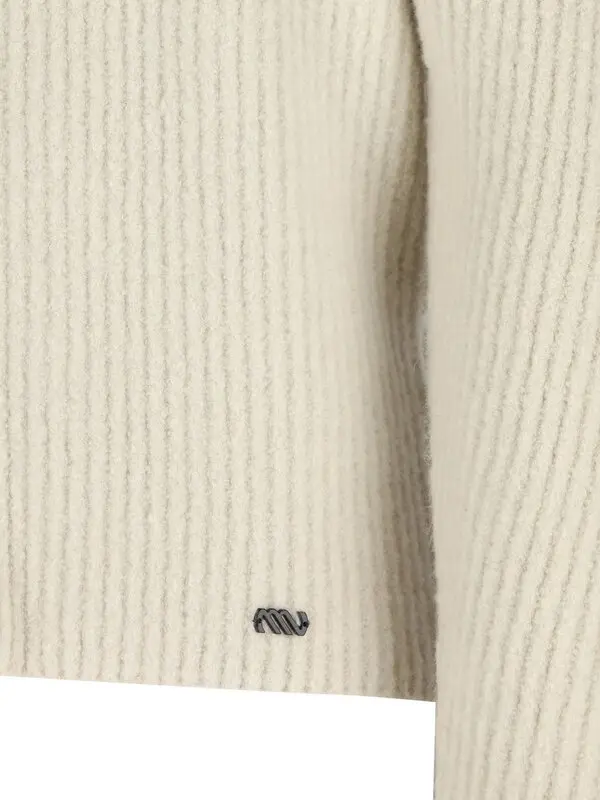 MASSIMO OSTI STUDIO Ribbed Zip Knitted Sweater - Beige