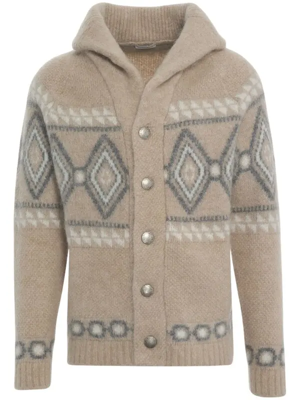BORGO ASOLO CASHMERE Rombi Geometric Pattern Cardigan