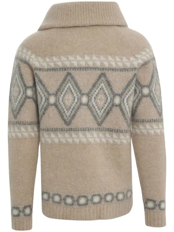 BORGO ASOLO CASHMERE Rombi Geometric Pattern Cardigan