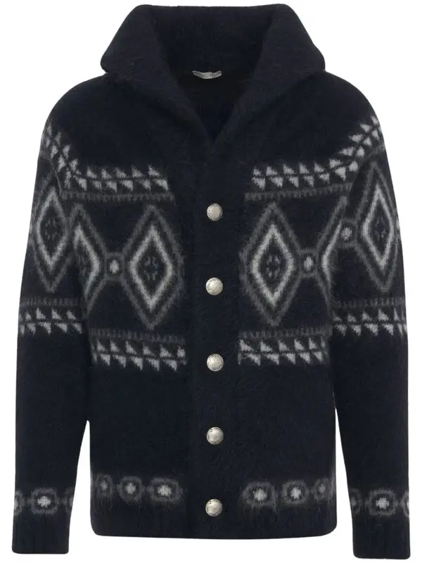 BORGO ASOLO CASHMERE Rombi Geometric Pattern Cardigan
