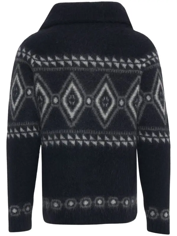 BORGO ASOLO CASHMERE Rombi Geometric Pattern Cardigan