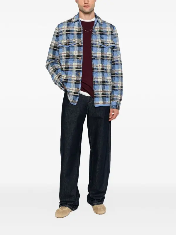 Guest In Residence Cashmere Checked Shirt By - Sky Blue