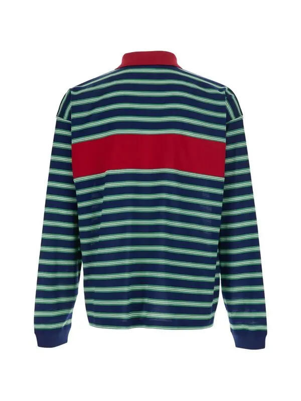 Versace Logo-detail Striped Long-sleeve Polo Shirt - Multi