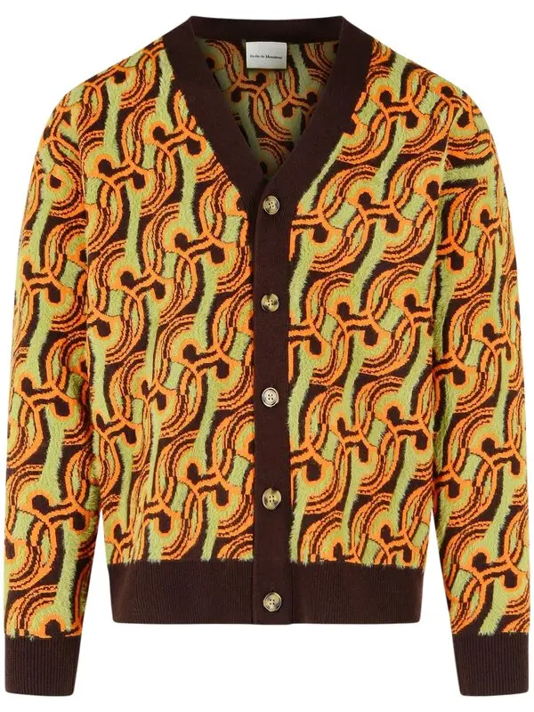 Drole De Monsieur Abstract Printed Knitted Cardigan