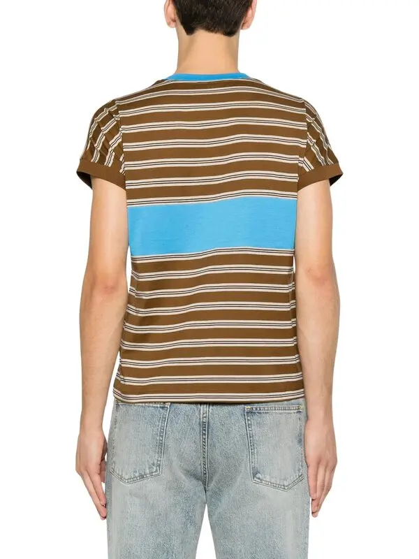 Versace Striped Logo Embroidered Knit T-shirt By