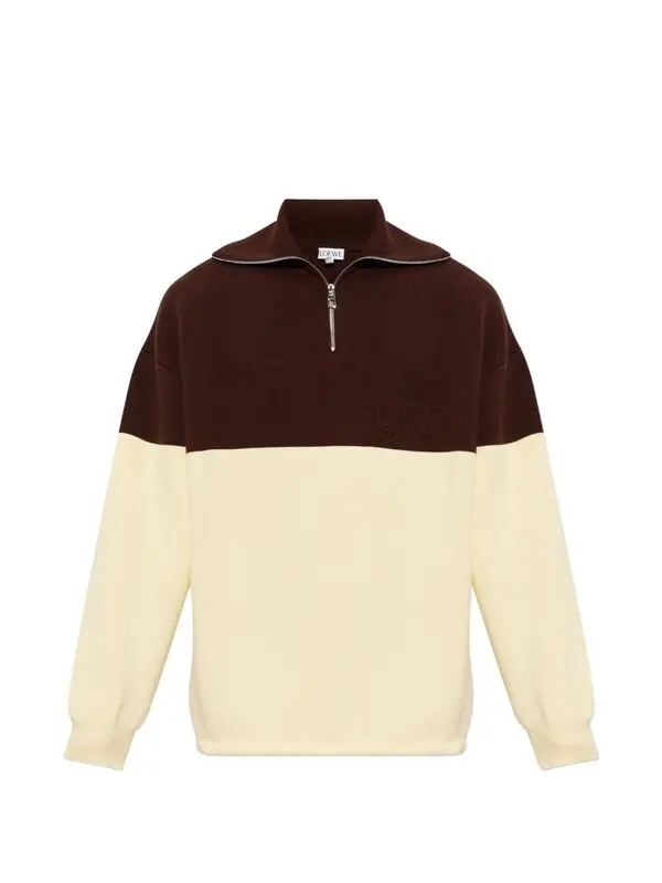 Loewe Cotton Zipped Sweater - Brown