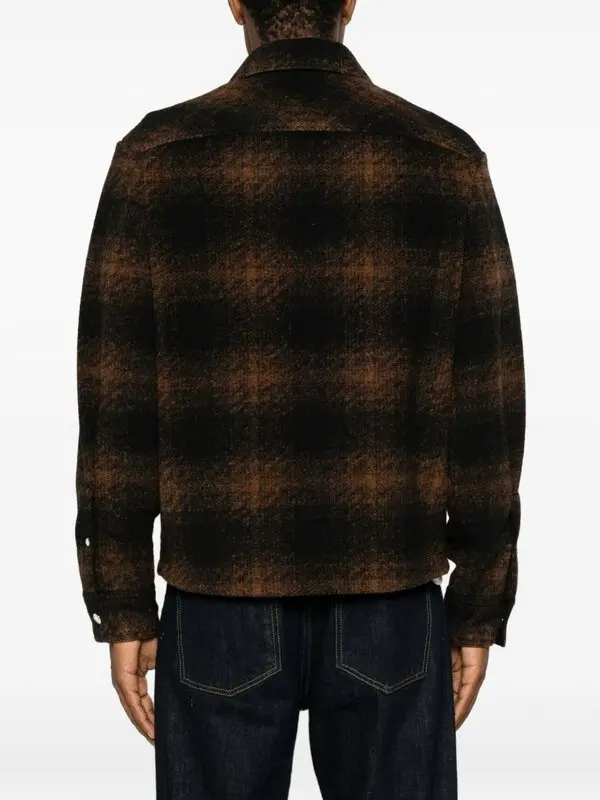 Moncler Check Jersey Zip-up Shirt