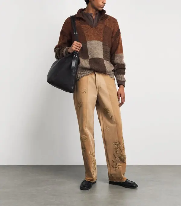 KARTIK RESEARCH Wool Check Rugby Knit Sweater
