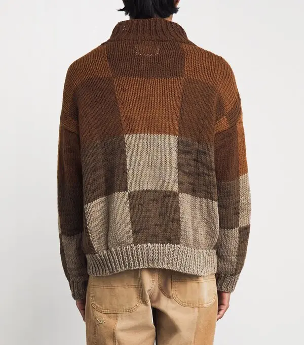 KARTIK RESEARCH Wool Check Rugby Knit Sweater