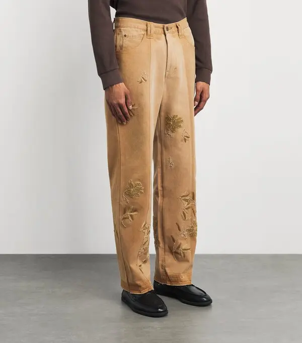 KARTIK RESEARCH Canvas Embroidered 5-pocket Trousers