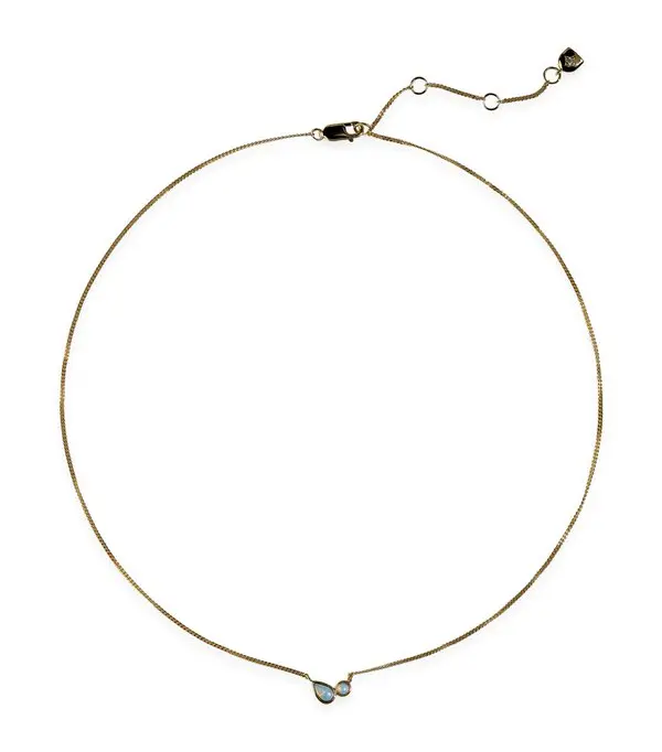 ASTRID & MIYU Plated Silver Opal Bezel Pendant Necklace - Gold