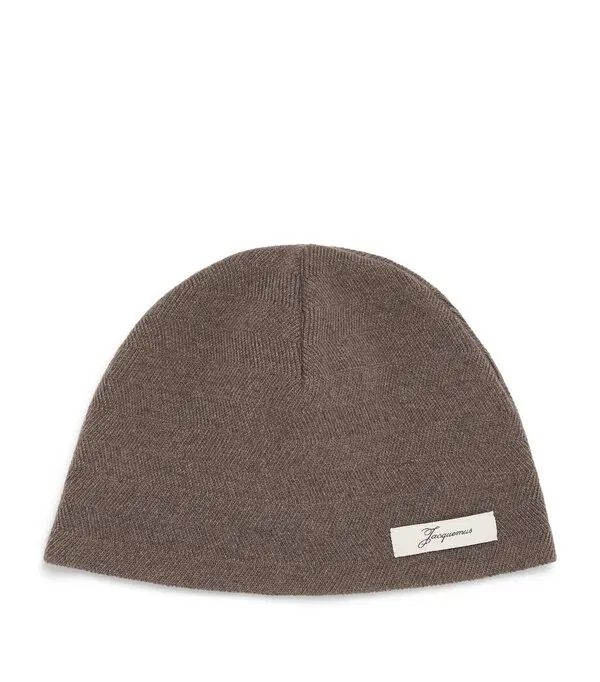 Jacquemus Merino Wool-cashmere Chevron Beanie - Brown