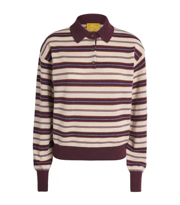 Guest In Residence Cashmere Collegiate Stripe Polo Sweater - Red