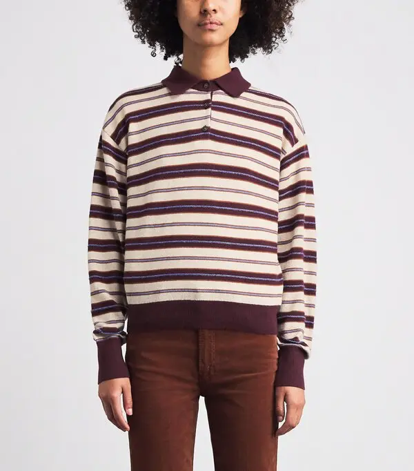 Guest In Residence Cashmere Collegiate Stripe Polo Sweater