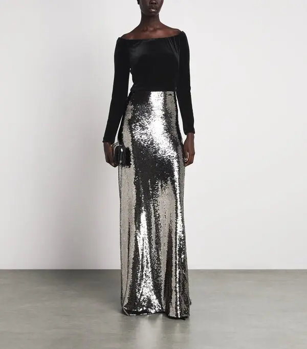 Monique Lhuillier Velvet Sequin-trim Gown