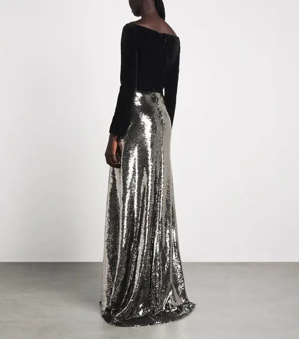 Monique Lhuillier Velvet Sequin-trim Gown