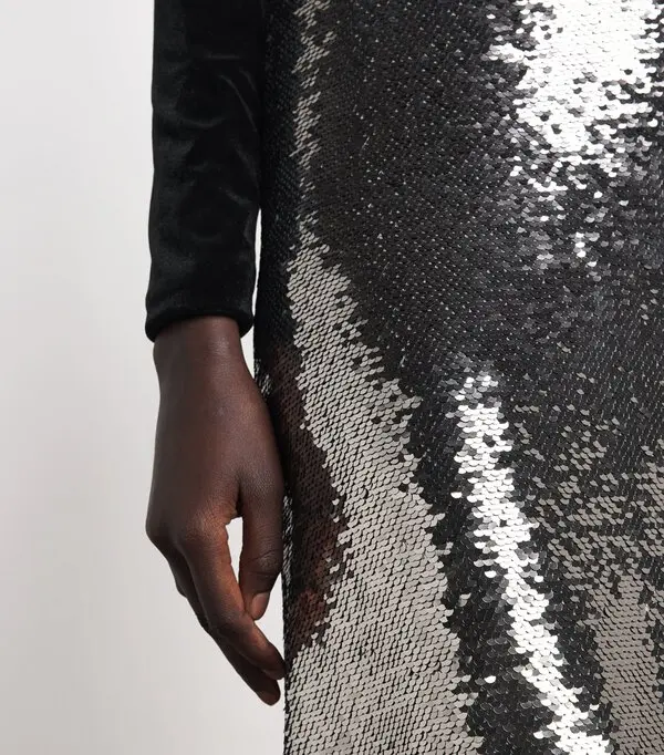 Monique Lhuillier Velvet Sequin-trim Gown
