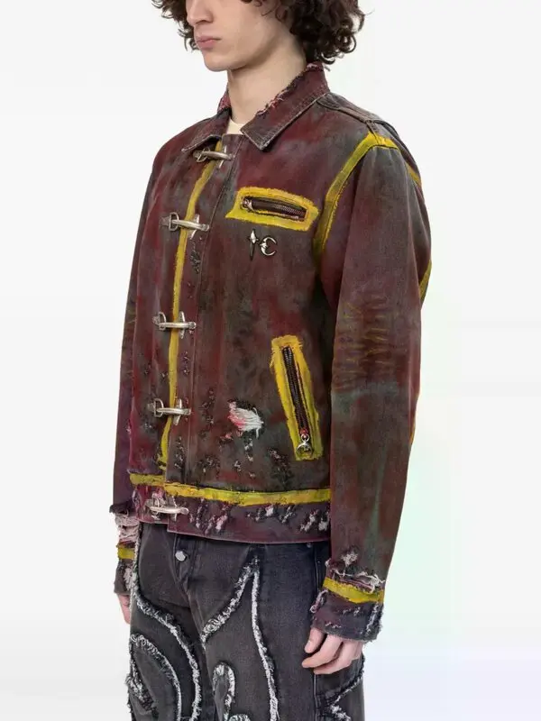 THUG CLUB Distressed Painted-line Jacket