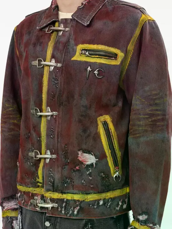 THUG CLUB Distressed Painted-line Jacket