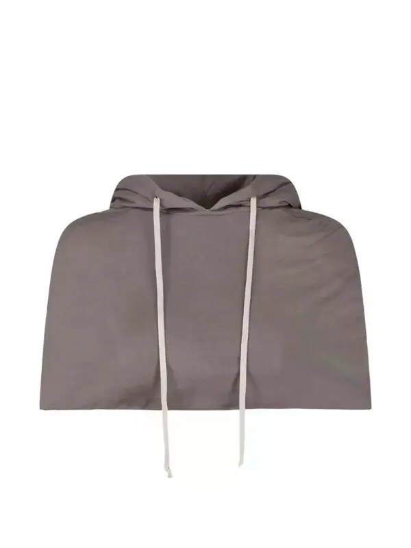 Rick Owens Cropped Drawstring Hoodie - Grey
