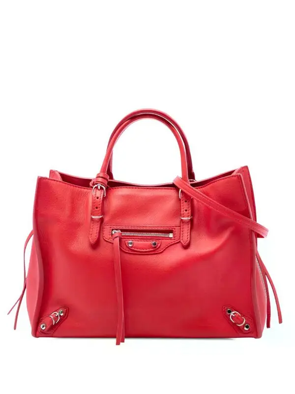 Balenciaga 2018 Mini Leather Papier A6 Zip Around Satchel - Red