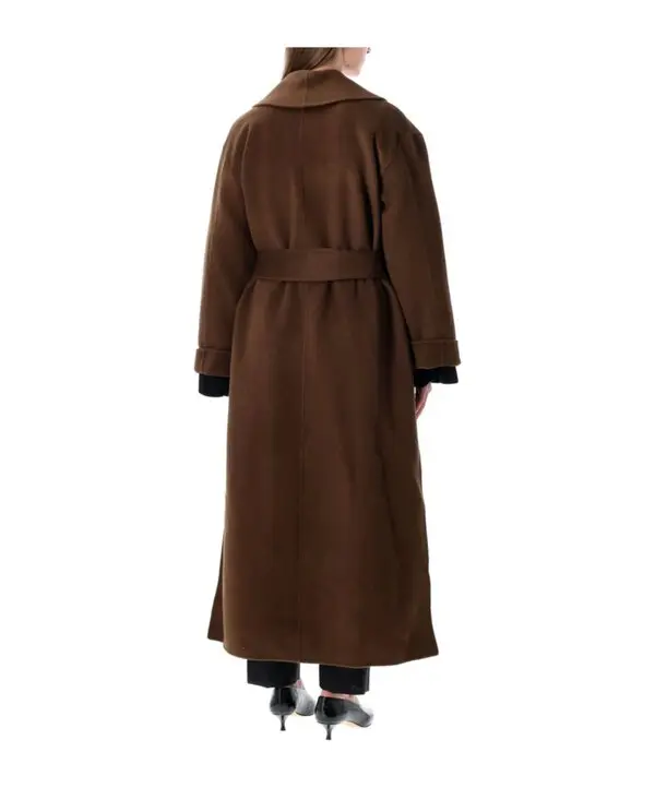 BY MALENE BIRGER Brown Wool Trullem Belted Waist Coat