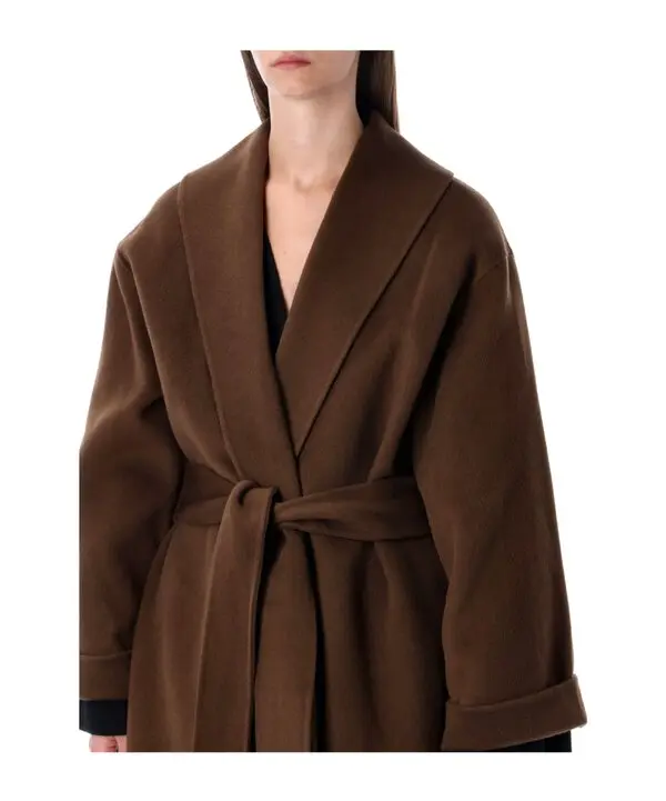 BY MALENE BIRGER Brown Wool Trullem Belted Waist Coat
