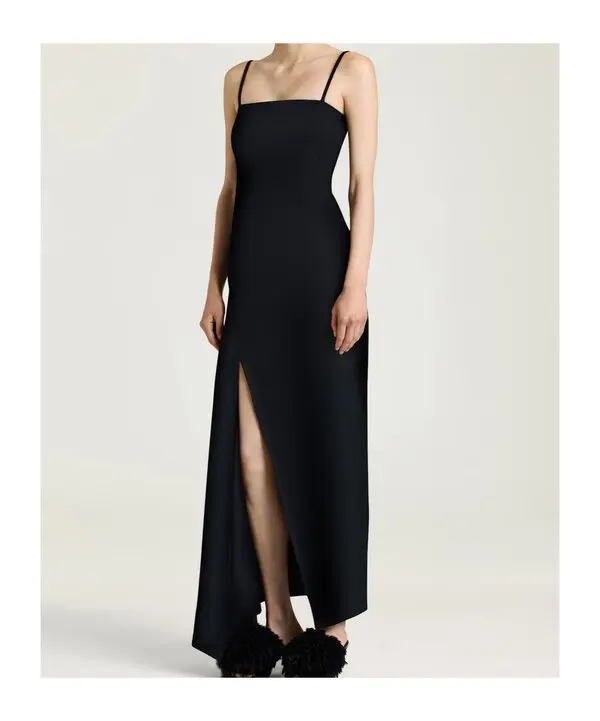 Givenchy Sliced Long Slashed Dress In Crepe Cady