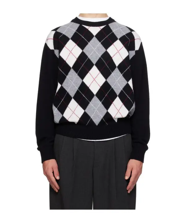 DUNST Argyle Crew Neck Knitted Sweater