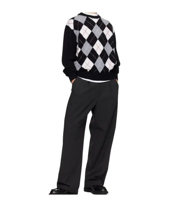 DUNST Argyle Crew Neck Knitted Sweater