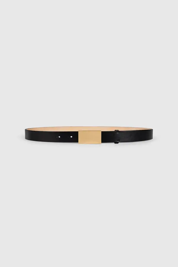 Victoria Beckham Portofino Mirror Belt Jumbo 30mm Shiny Calf Leather - Black