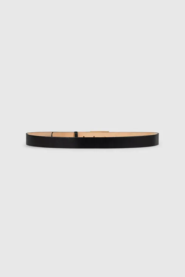 Victoria Beckham Portofino Mirror Belt Jumbo 30mm Shiny Calf Leather - Black