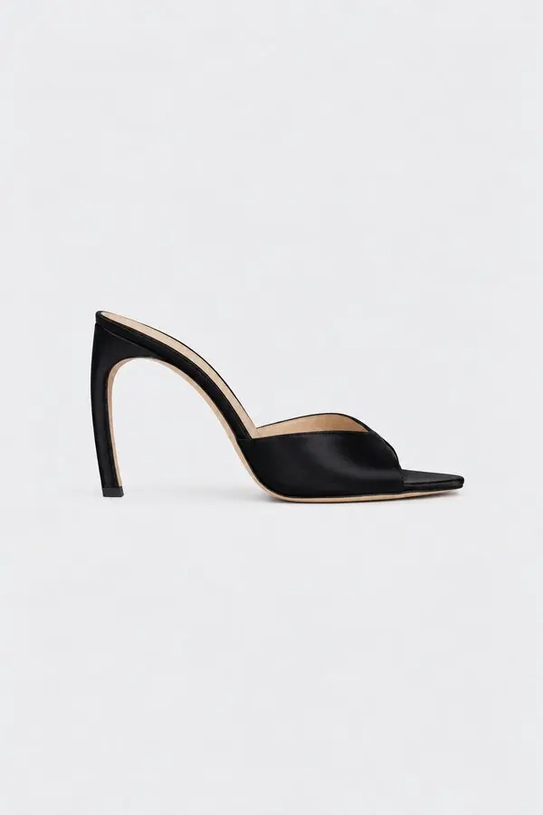 Victoria Beckham Harlow Open Toe Mule 100 Satin - Black