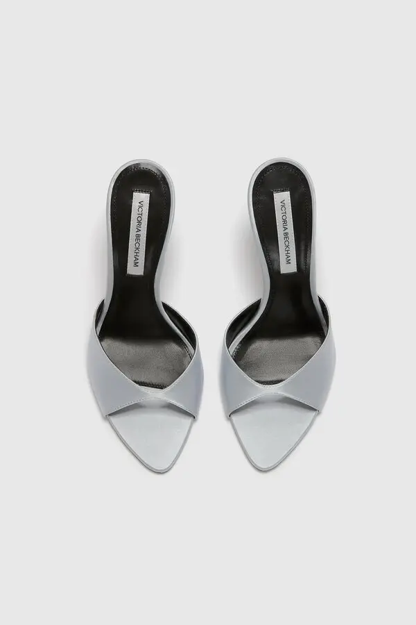 Victoria Beckham Harlow Open Toe Mule 100 Satin - Magnesium