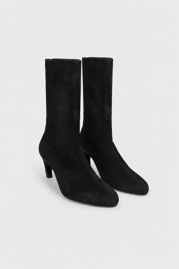 Victoria Beckham Harlow Mid Boot 55 Stretch Suede - Black