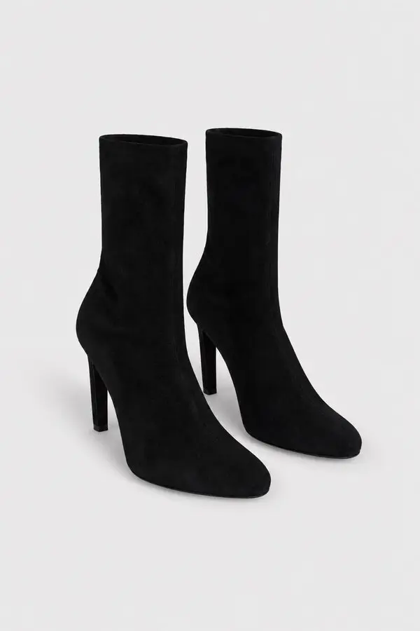 Victoria Beckham Harlow Mid Boot 100 Stretch Suede - Black