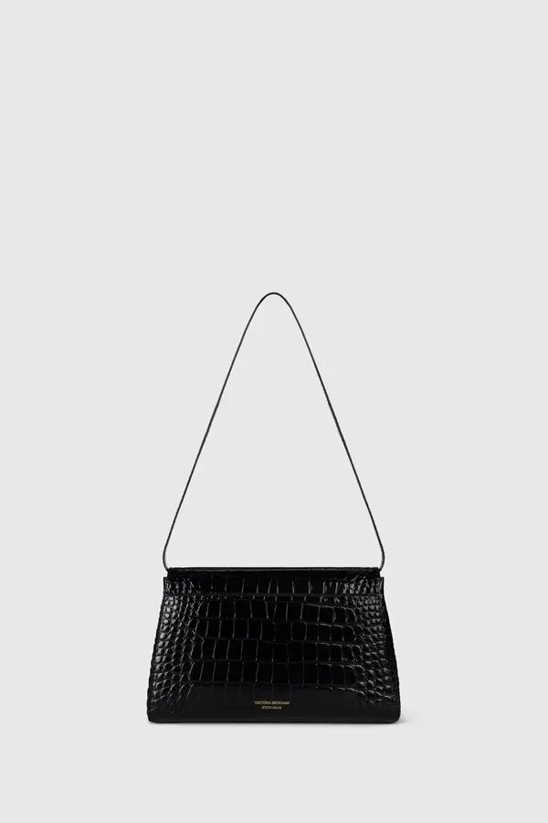 Victoria Beckham Dorian Trapeze Bag Croc Embossed Leather