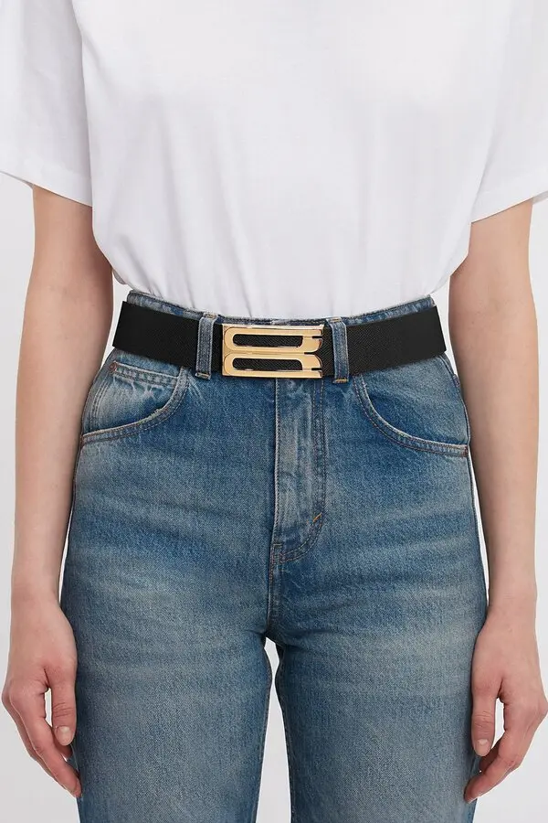 Victoria Beckham Dorian Frame Belt Jumbo 40mm Grainy Calf Leather - Black
