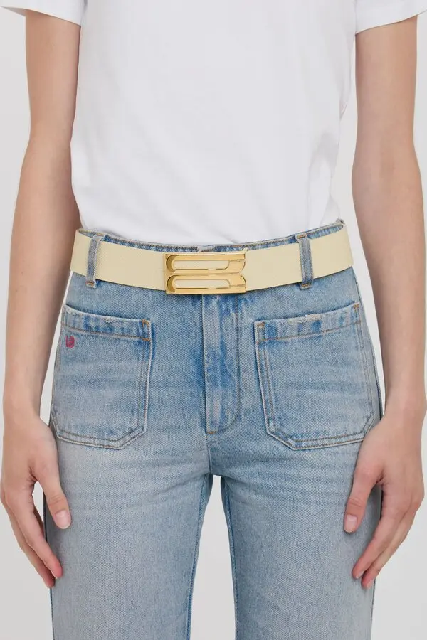 Victoria Beckham Dorian Frame Belt Jumbo 40mm Grainy Calf Leather - Ivory